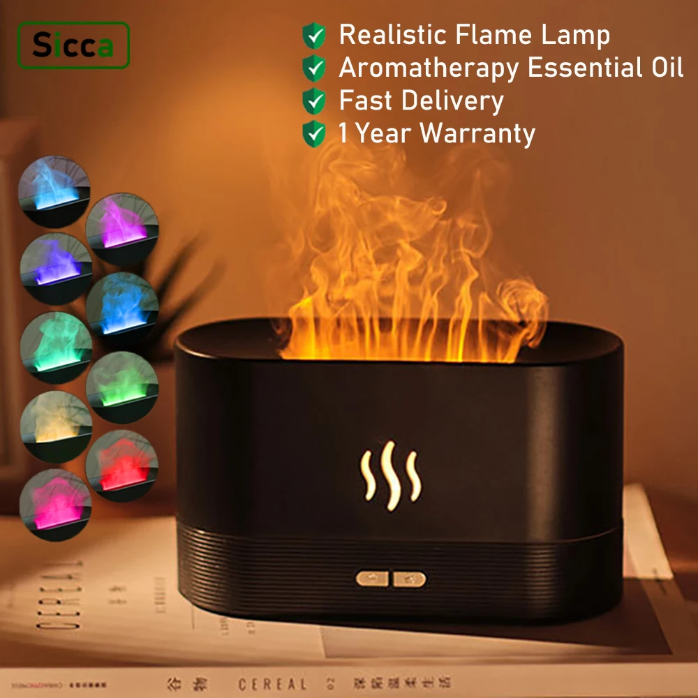 Flame-Aroma-Diffuser-Air-Humidifier-Ultrasonic-Cool-Mist-Maker-Fogger-LED-Essential-Oil ...