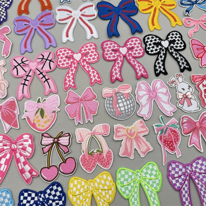 New Pink Bow Embroidery Sticker Decorative Ironing Sticker Sewing DIY ...