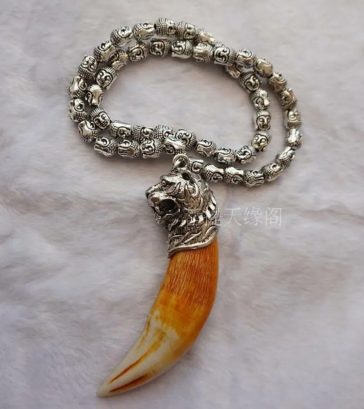 Tibet-silver-Inlaid-Tiger-tooth-enamel-Pendant-to-ward-off-bad-luck ...