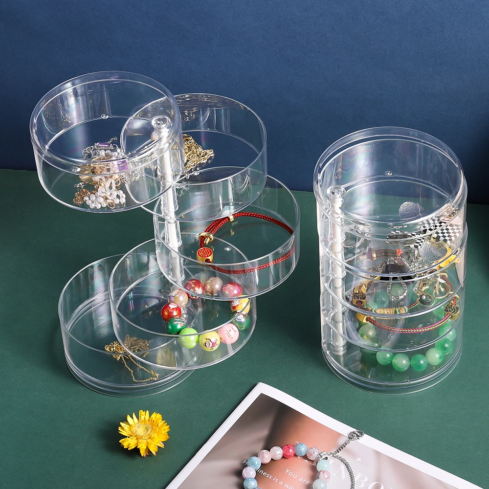 1pcs Multi Layer Rotating Transparent Round Jewelry Box Large Capacity ...