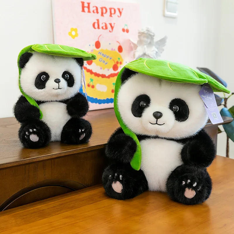 2025 New 30cm Cute Leaf Panda Plush Doll Real Plush Giant Panda Toy ...