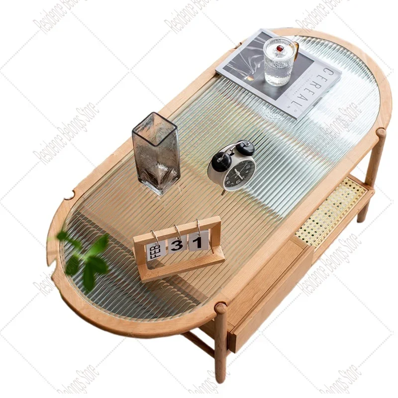 Nordic-Solid-Wood-Rattan-Coffee-Table-Japanese-Home-Small-Rectangular ...