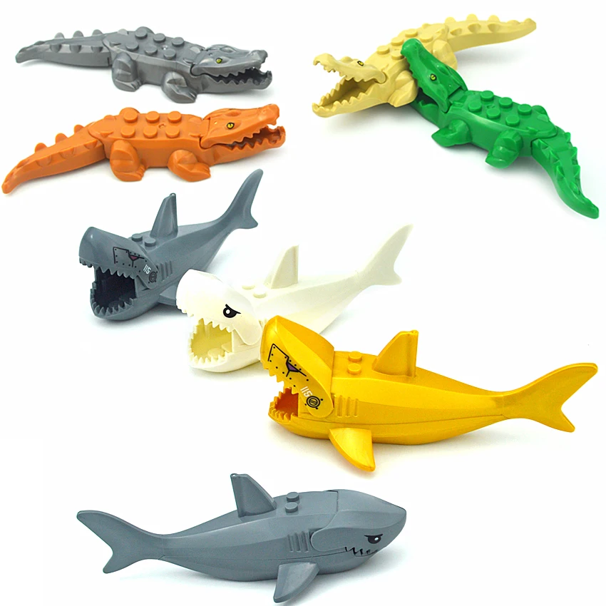 MOC Leduo Animal Figures Shark Crocodile Ocean Building Blocks Forest ...