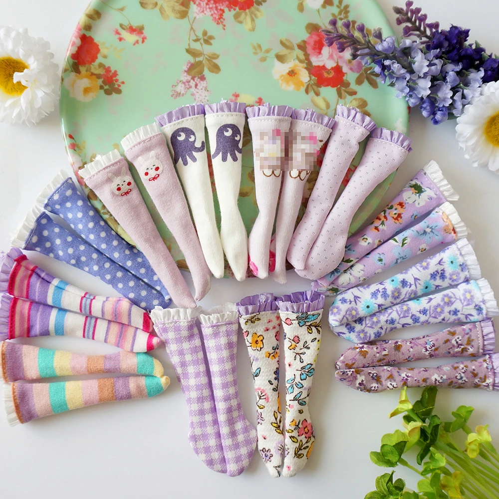 New Hot 1 Pair Cartoon Blyth Lace Knee High Socks Doll Accessories for ...