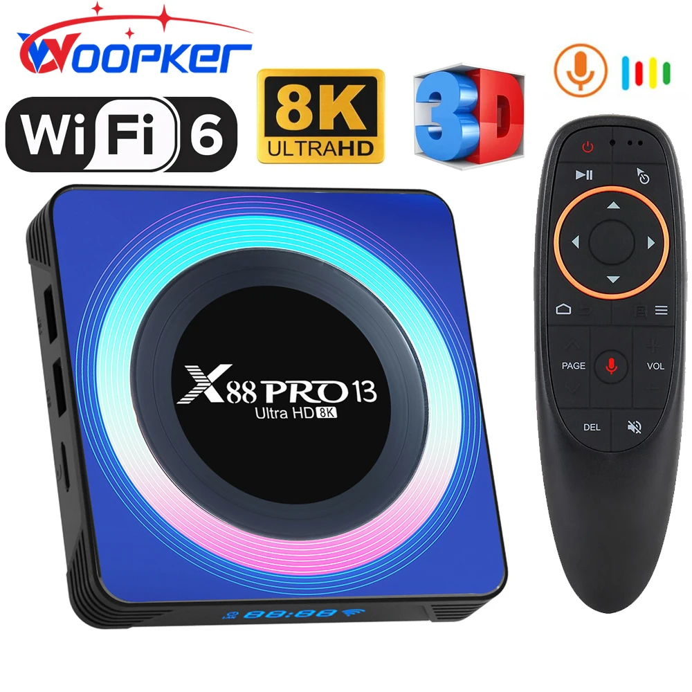Woopker Smart TV Box Android 13.0 X88 Pro 13 Google Voice Assistant Media Player 8K HD WiFi6 ...
