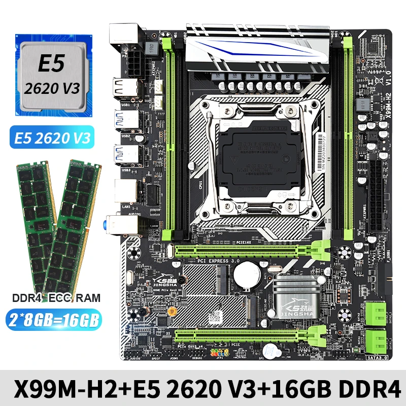 X99 ddr4 dimm placa mãe conjunto com xeon e5 2620 v3 LGA2011 3 cpu 2 ...