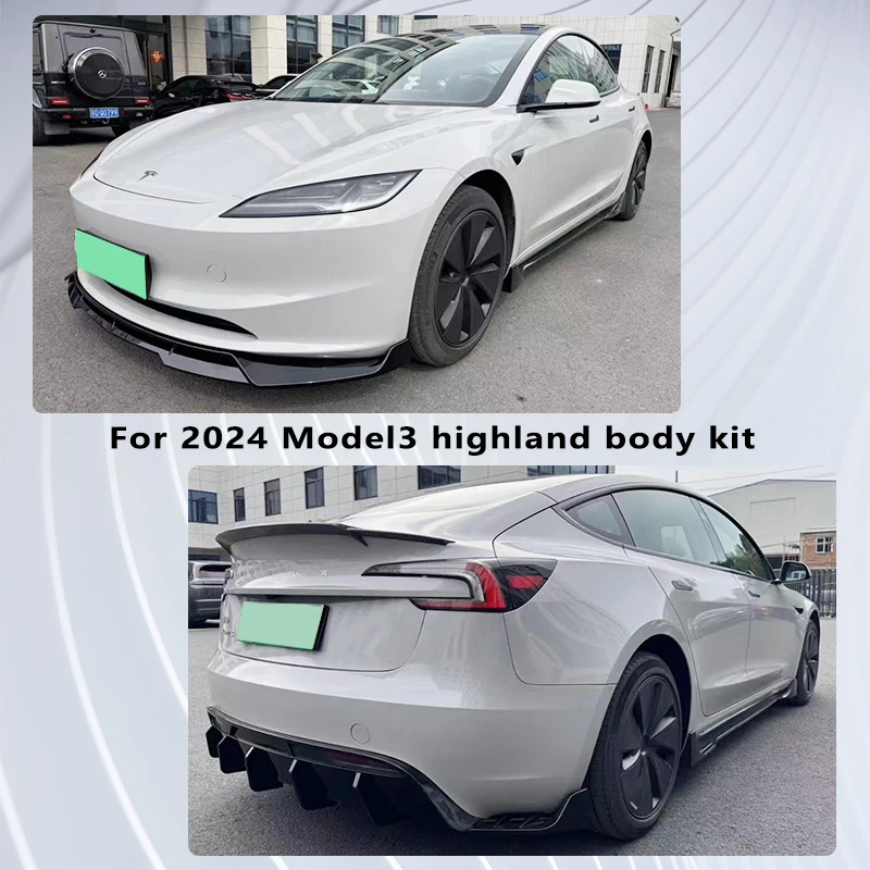 For-Tesla-2024-Model-3-highland-Body-Kit-Carbon-fiber-pattern-Rear ...