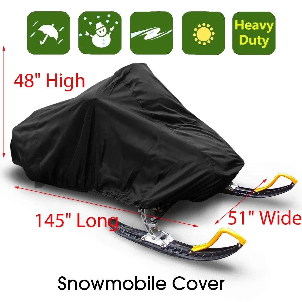 386x130x121cm Snowmobile Cover Winter Snow-proof Trailerable Cover ...