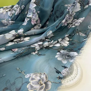 Floral Printed Chiffon Fabric, See through Flower Print Tulle, Suitable ...
