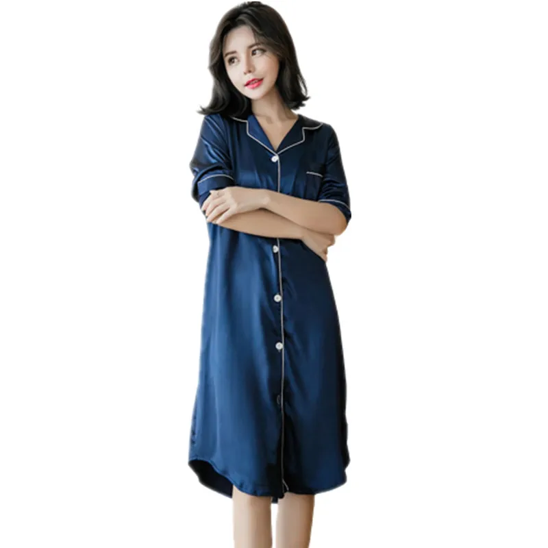 Pajama-Nightgowns-for-Women-Long-Sleeve-Sleepwear-Satin-Silk-Nightdress ...