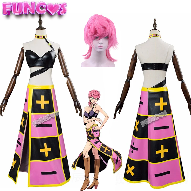 Trish Una Cosplay Costume Pink Wig Anime Jojo's Bizarre Stone Ocean ...