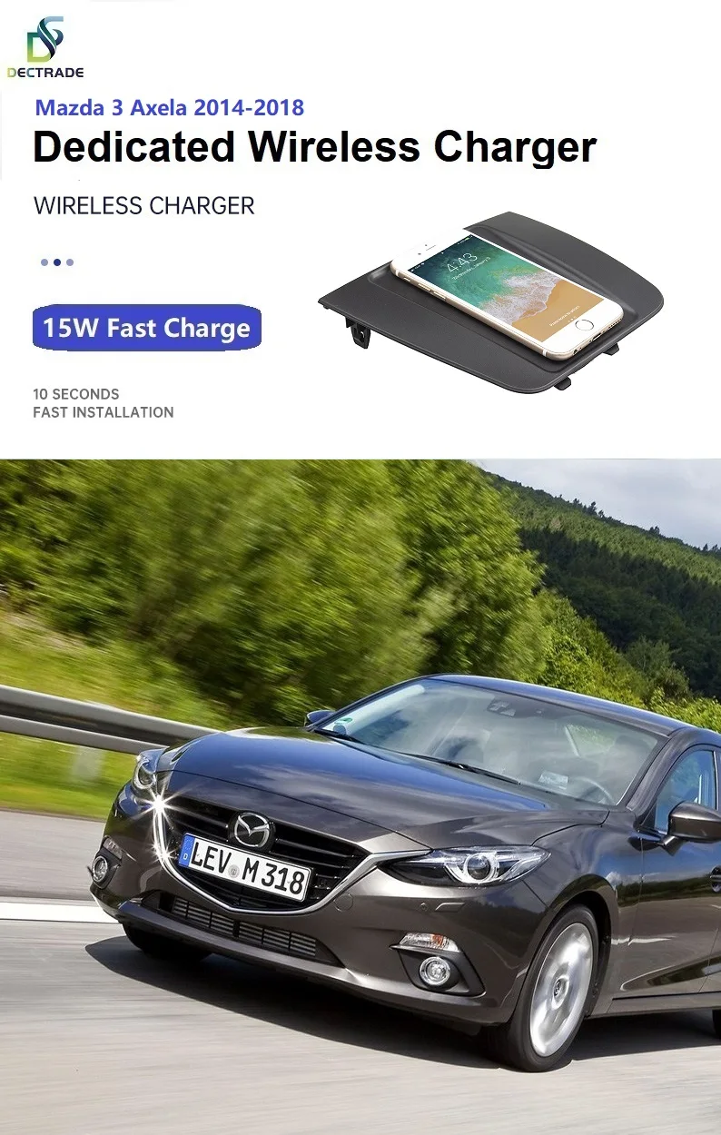 DECTRADE-15W-QI-Wireless-Charger-Car-Center-Console-Phone-Fast-Charging ...