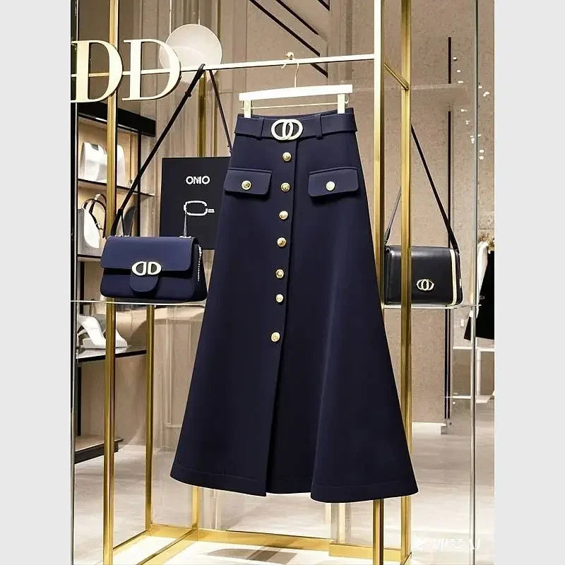 New Elegant Fashion Woolen Skirt Women High Quality High Waist Single ...