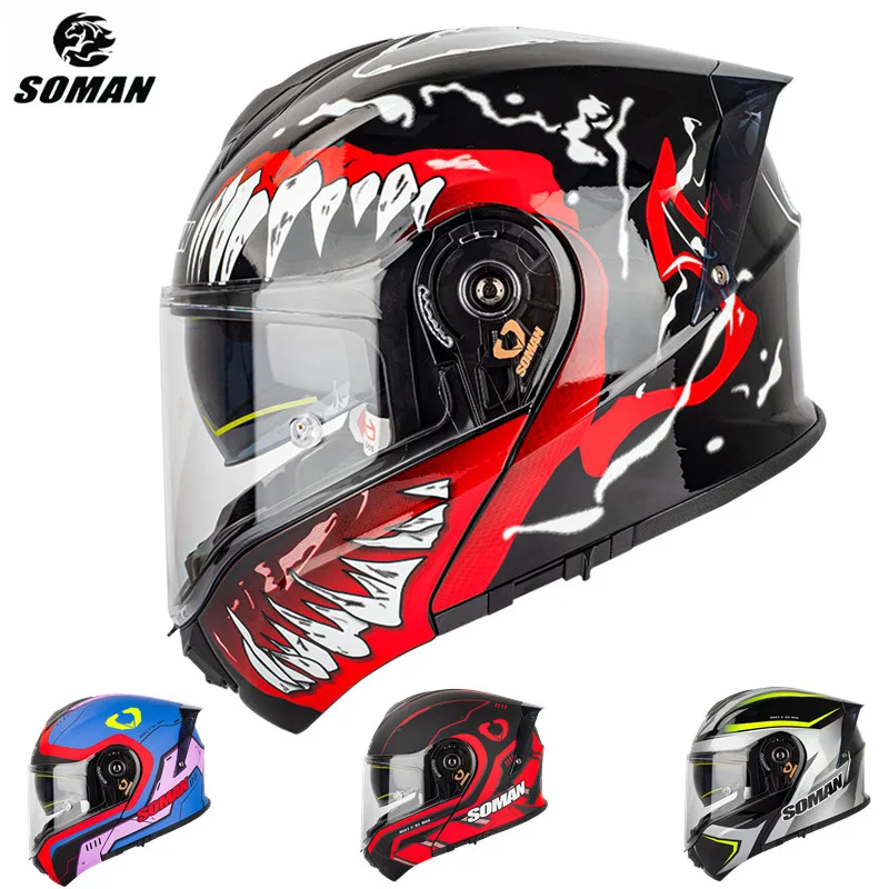 Cool Modular Venom Helmet With Rear Spoiler Ece Approved Flip Up ...