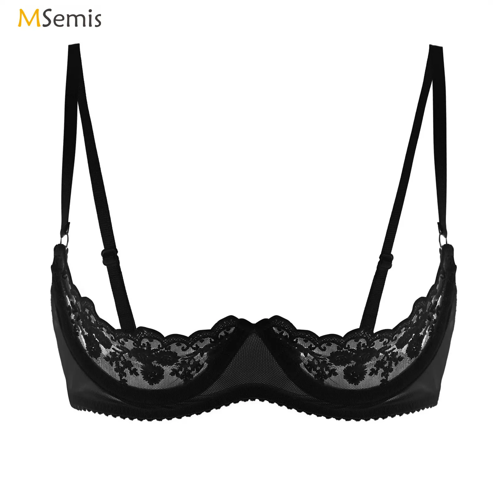 Women-Lace-Half-Cup-Bra-Underwired-Open-Nipple-Push-Up-Cupless-Exposed ...