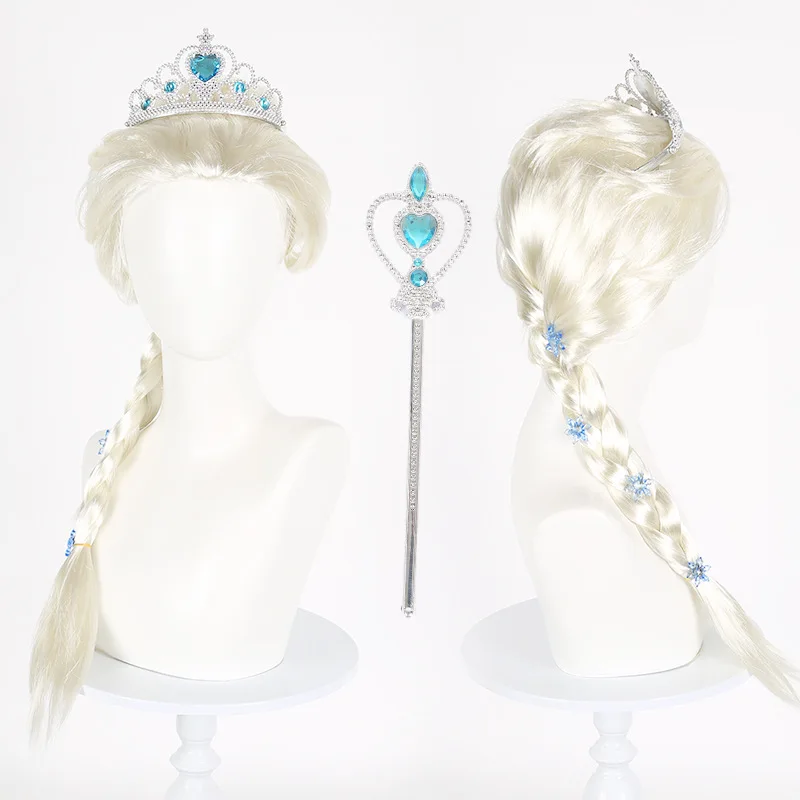70cm Princess Cosplay Wig for Girls Halloween Queen Light Gold Braid ...