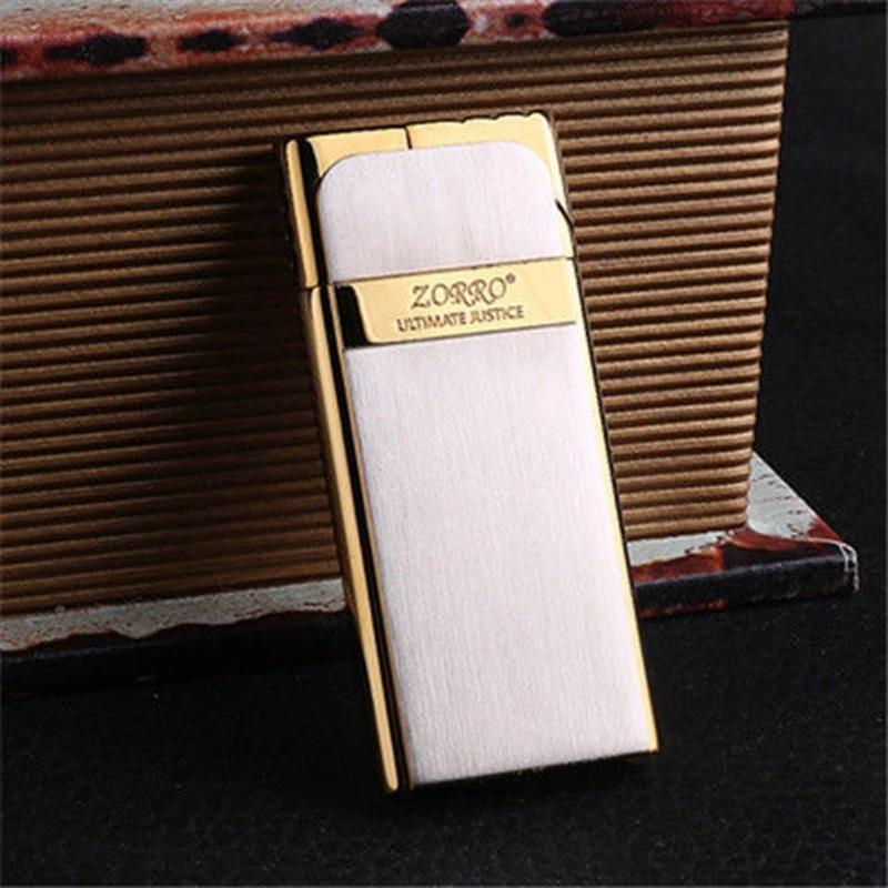 New Zorro Slim Gas Lighter Portable Compact One Touch Ignition Metal ...