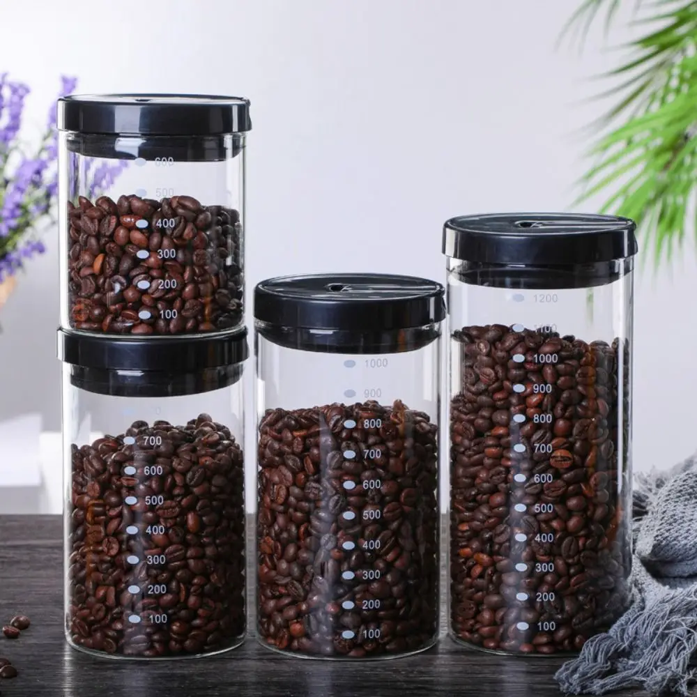 Graduated-Coffee-Bean-Storage-Jar-Moisture-proof-Clear-Food-Storage ...