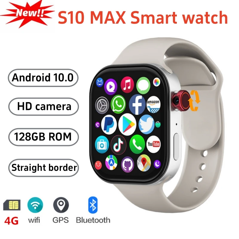 S10 MAX Smart Watch 4G Android 4G/5G LTE Sim Card GPS WIFI AI Voice ...