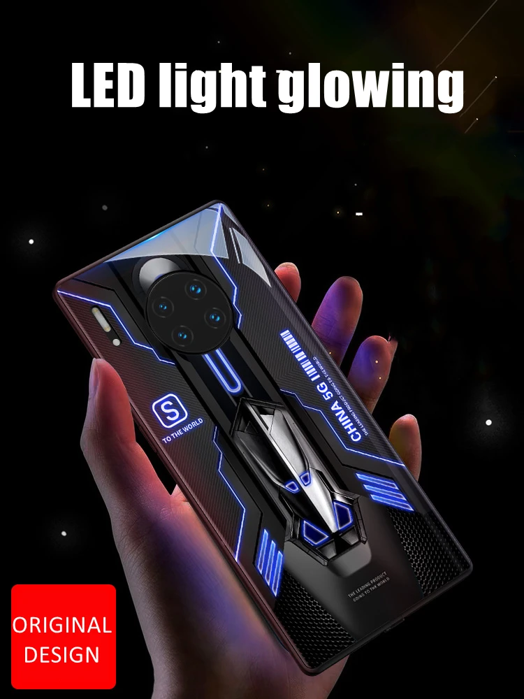 Cool-Spacecraft-LED-Light-Glow-Luminous-Tempered-Glass-Back-Phone-Case ...