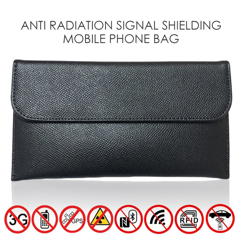 RFID-Signal-Blocking-Pouch-Leather-Mobile-Phone-Shielding-Bag-Radiation ...