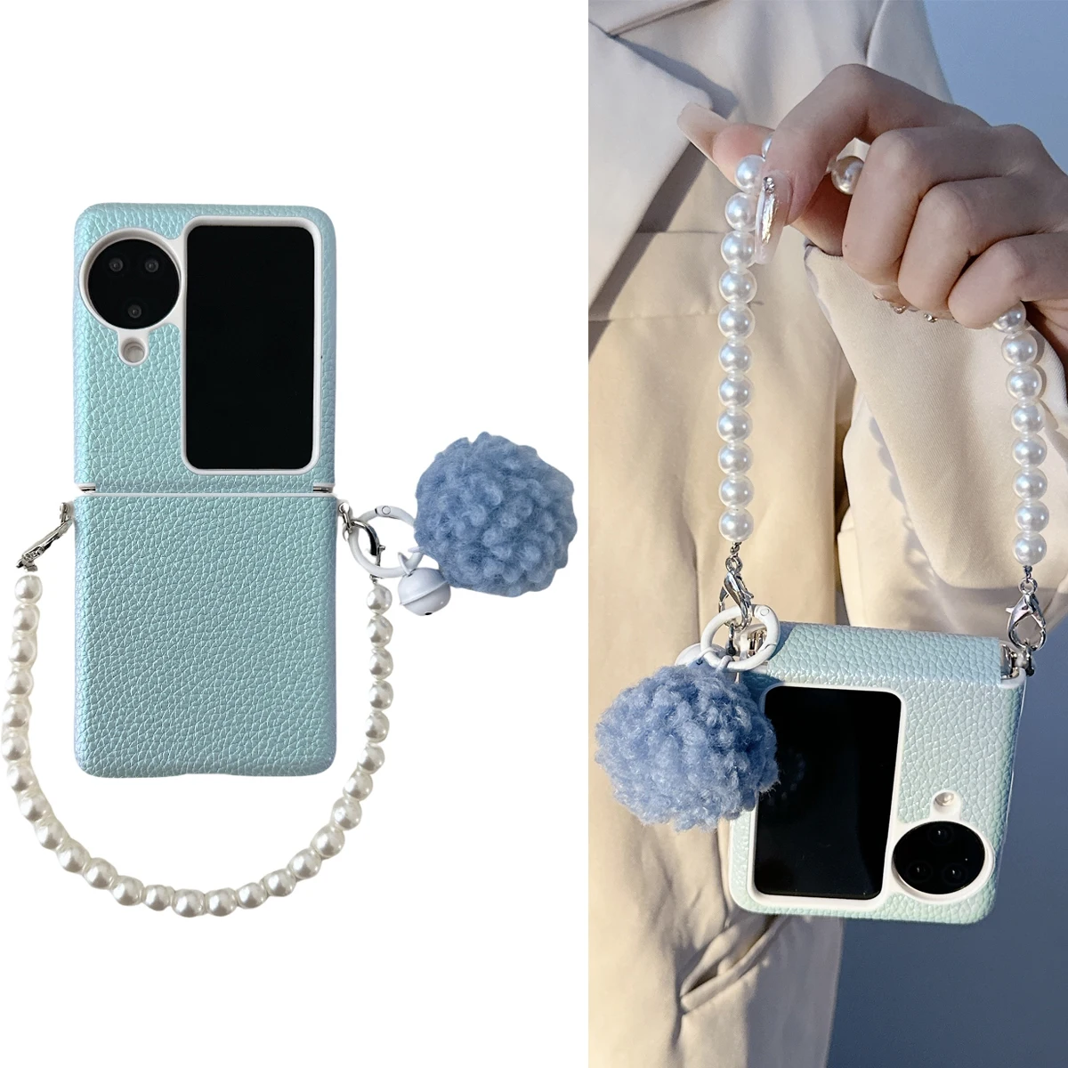 For OPPO Find N3 FLIP Phone Case Luxury Faux Leathe With Bracelet ...