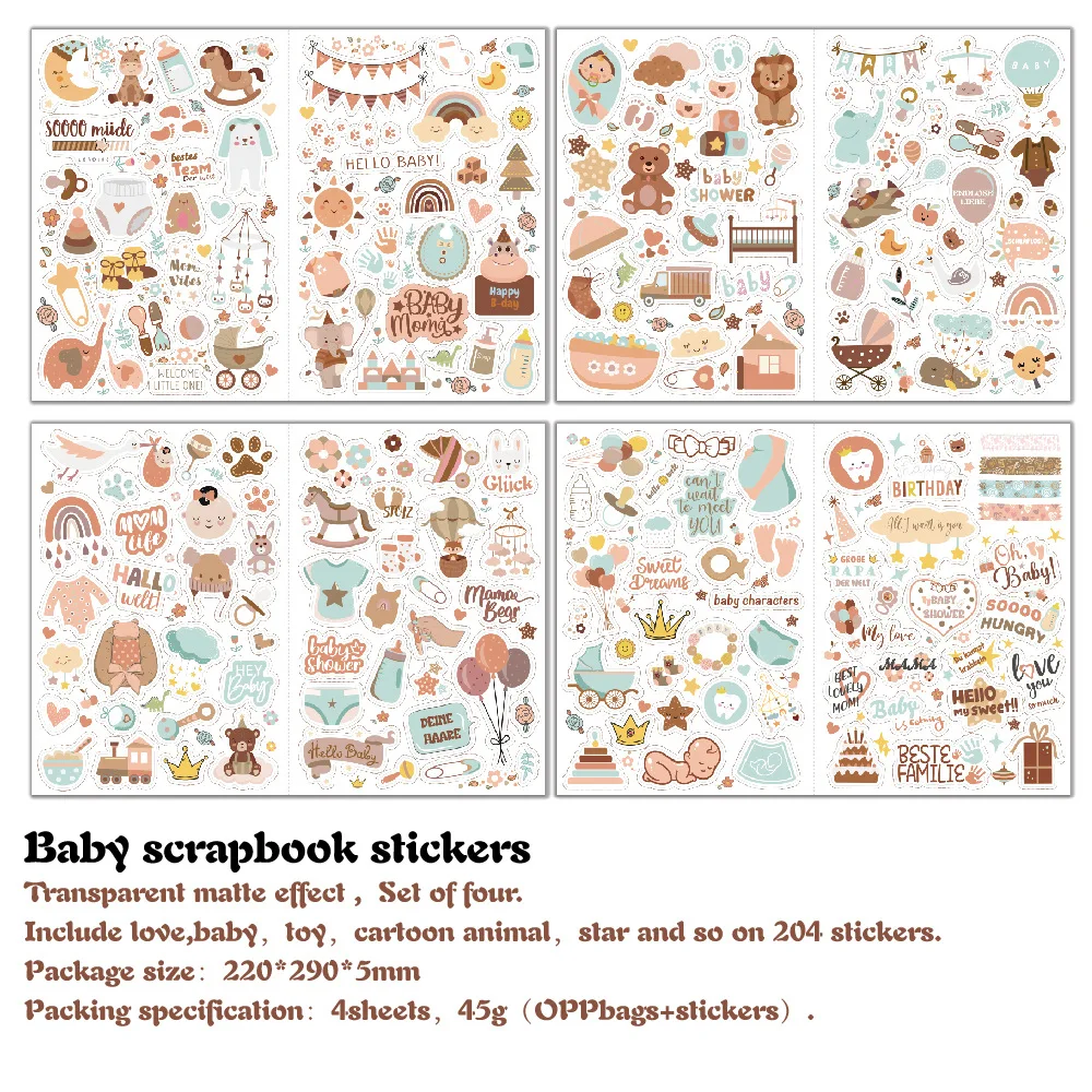 4-sheets-pack-Baby-Scrapbook-Stickers-Scrapbooking-Baby-Girl-Boy ...