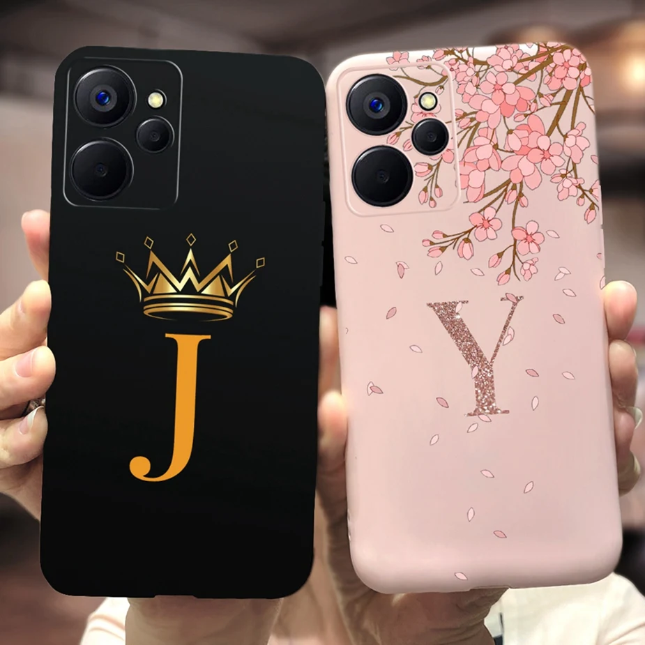 For-Realme-10-5G-Case-Realme-10T-Cute-Crown-Letters-Cover-Soft-Silicone ...