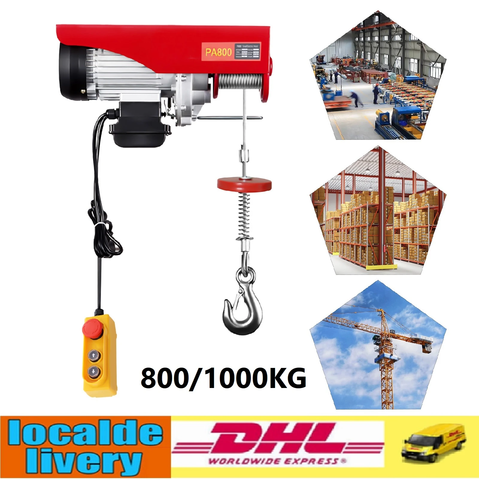 800/1000KG Electric Winch Scaffold Hoist Winch Crane Rope Winch Motor ...