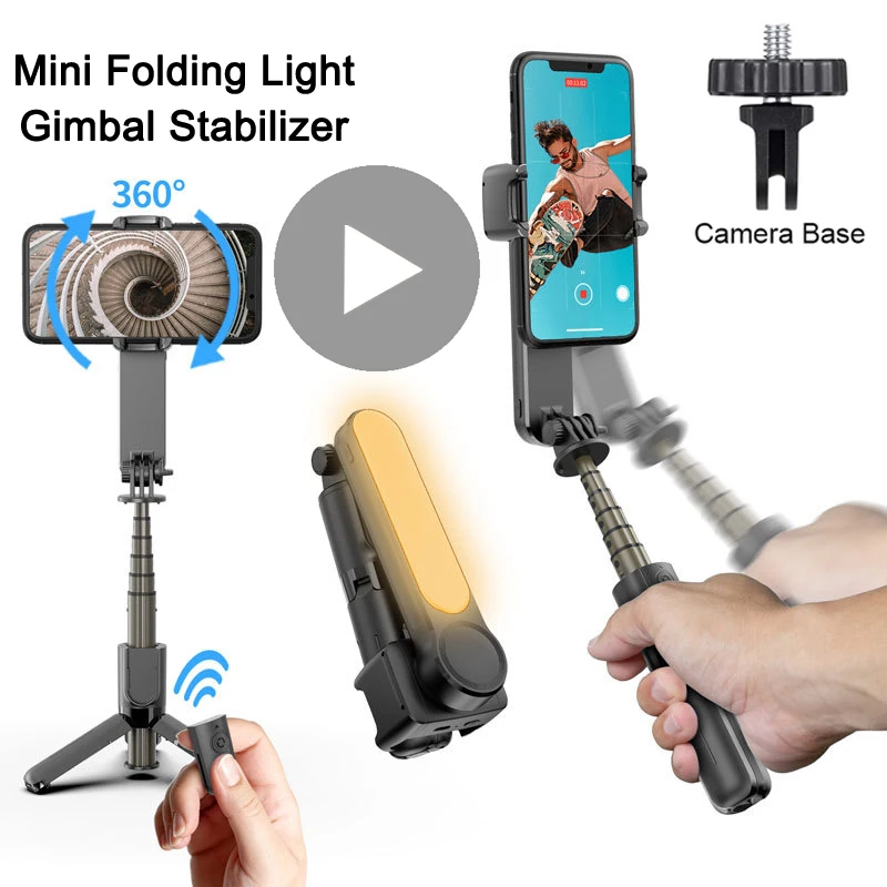 Gimbal-Stabilizer-With-Led-Light-Tripod-Selfie-Stick-For-Mobile-Stand ...