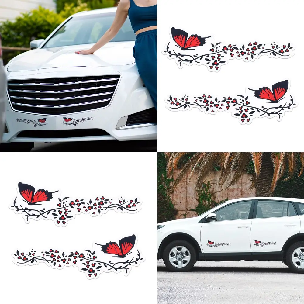 2PC-Fashion-Butterfly-Flower-Car-Stickers-Universal-Scratch-Car ...