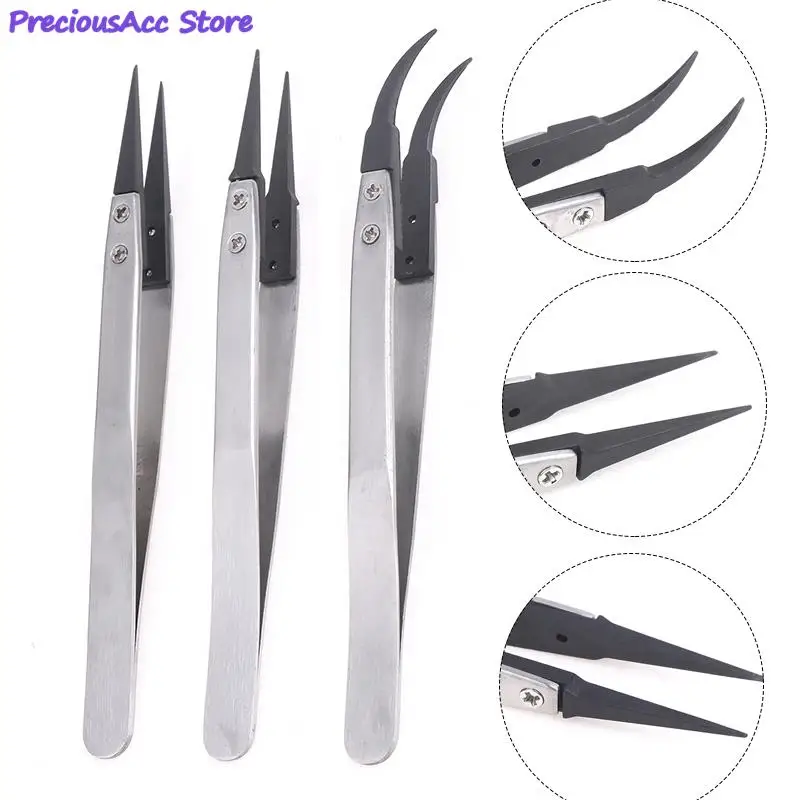 Watch-Repair-Tool-Antistatic-Carbon-Fiber-Tweezers-Straight-Elbow ...