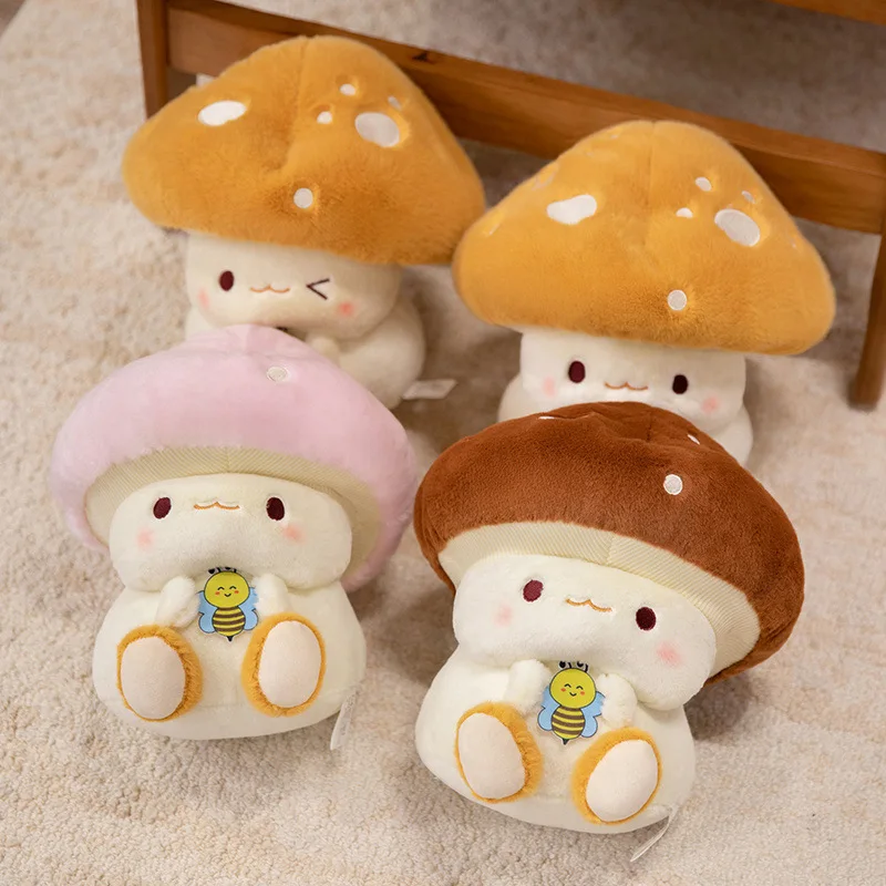 Bumblebee Mushroom Baby Plush Toy - 12-inch Adorable Healing Plushie ...