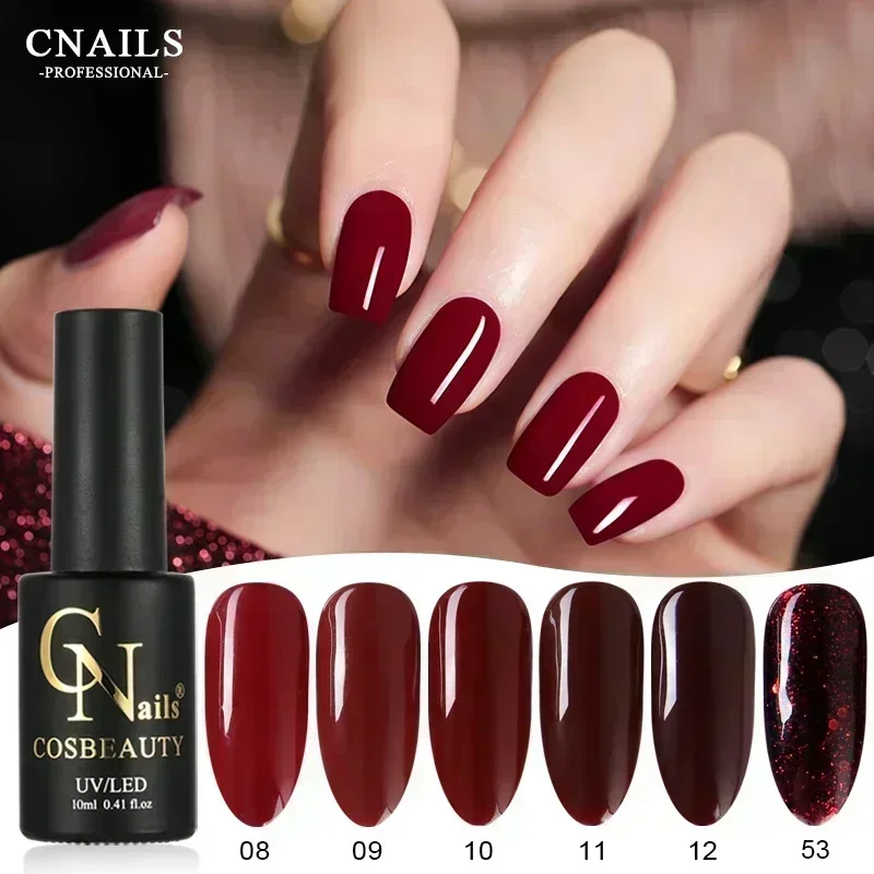 Nail Gel Polish Wine Red Color Base Coat Glitter Soak Off Varnish ...