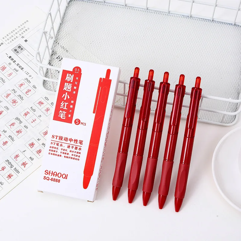Creative-5Pcs-Box-ST-Pen-Head-0-5mm-Spring-Head-Press-Red-Gel-Pen ...