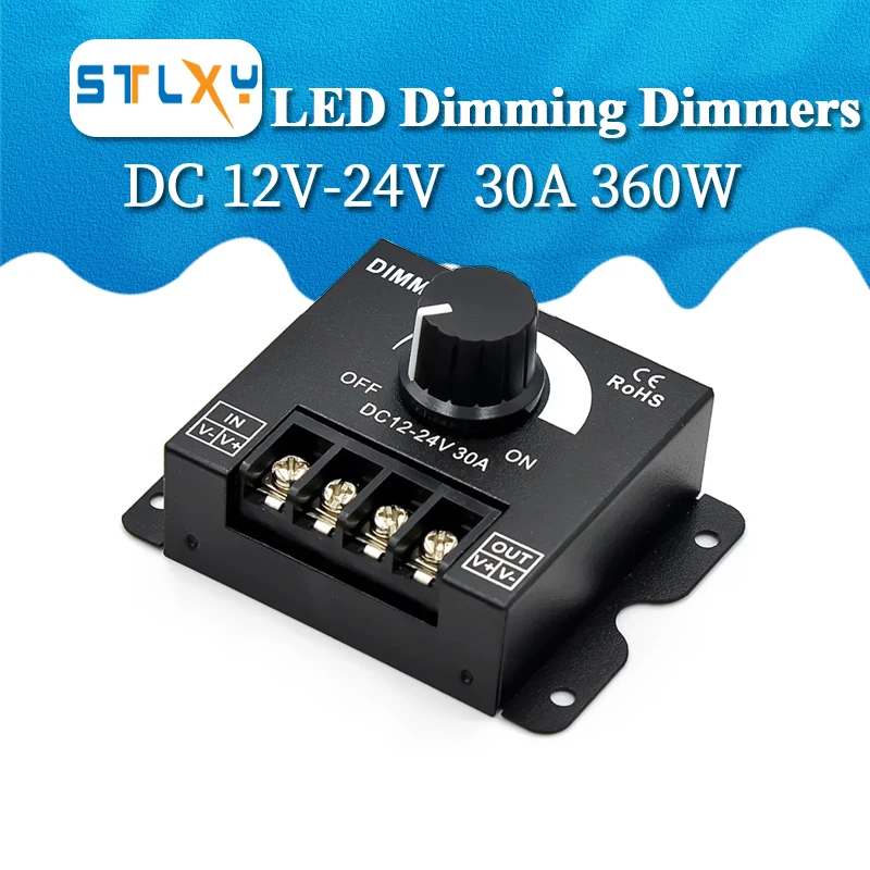 DC-12V-24V-LED-Dimmer-Switch-30A-360W-Voltage-Regulator-Adjustable ...