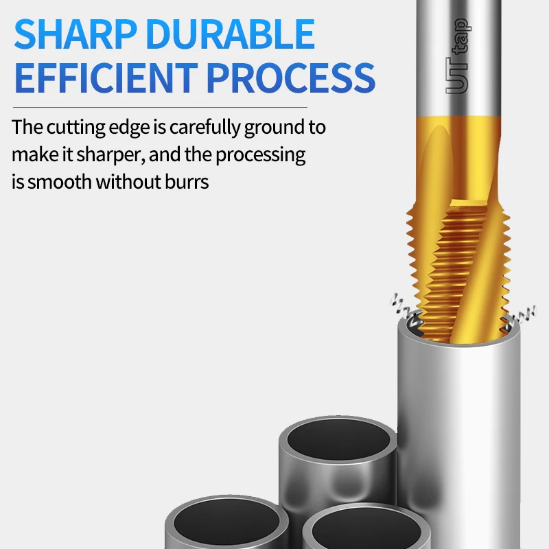 UT TAP HSSE-35 JIS Standard TIN Coating Pipe Spiral Fluted Tap PT RC 1/ ...