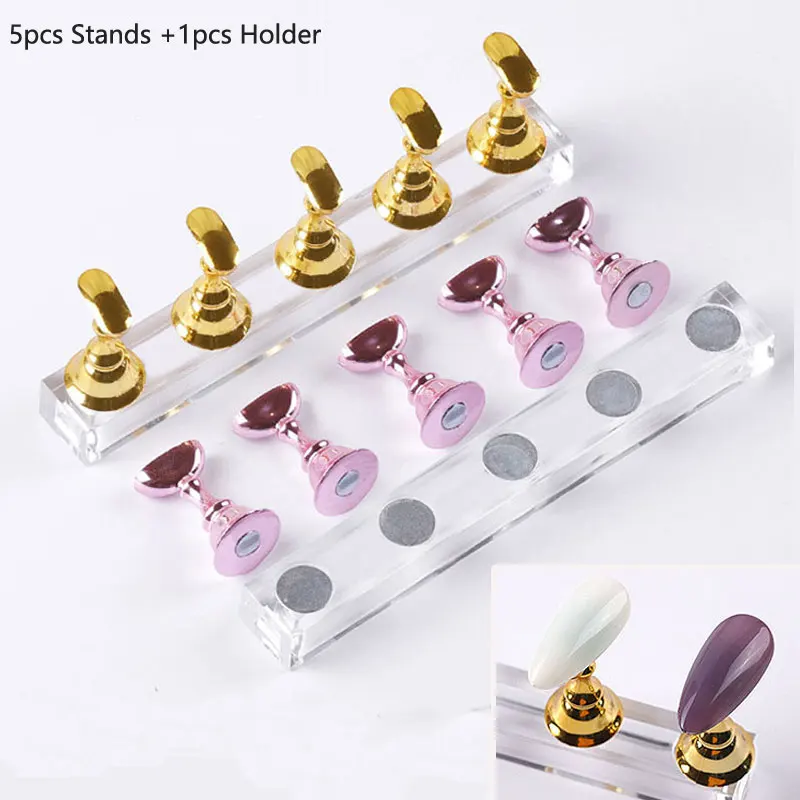 Magnetic-Nail-Holder-Practice-Stand-For-Tips-Acrylic-Crystal-Showing ...