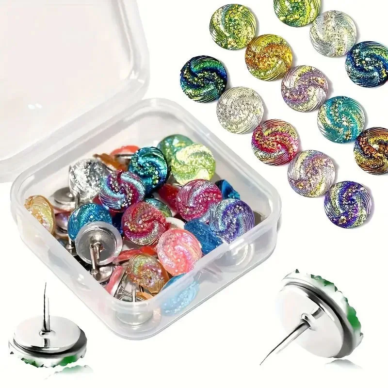 30pcs-Crystal-Push-Pins-Colored-Round-Thumbtacks-Shiny-Rhinestone ...