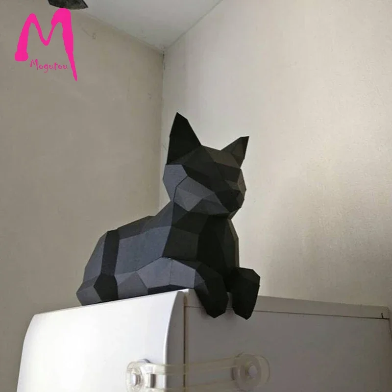 3D-Three-Dimensional-Ornaments-Paper-Craft-Model-High-Planted-Cat ...
