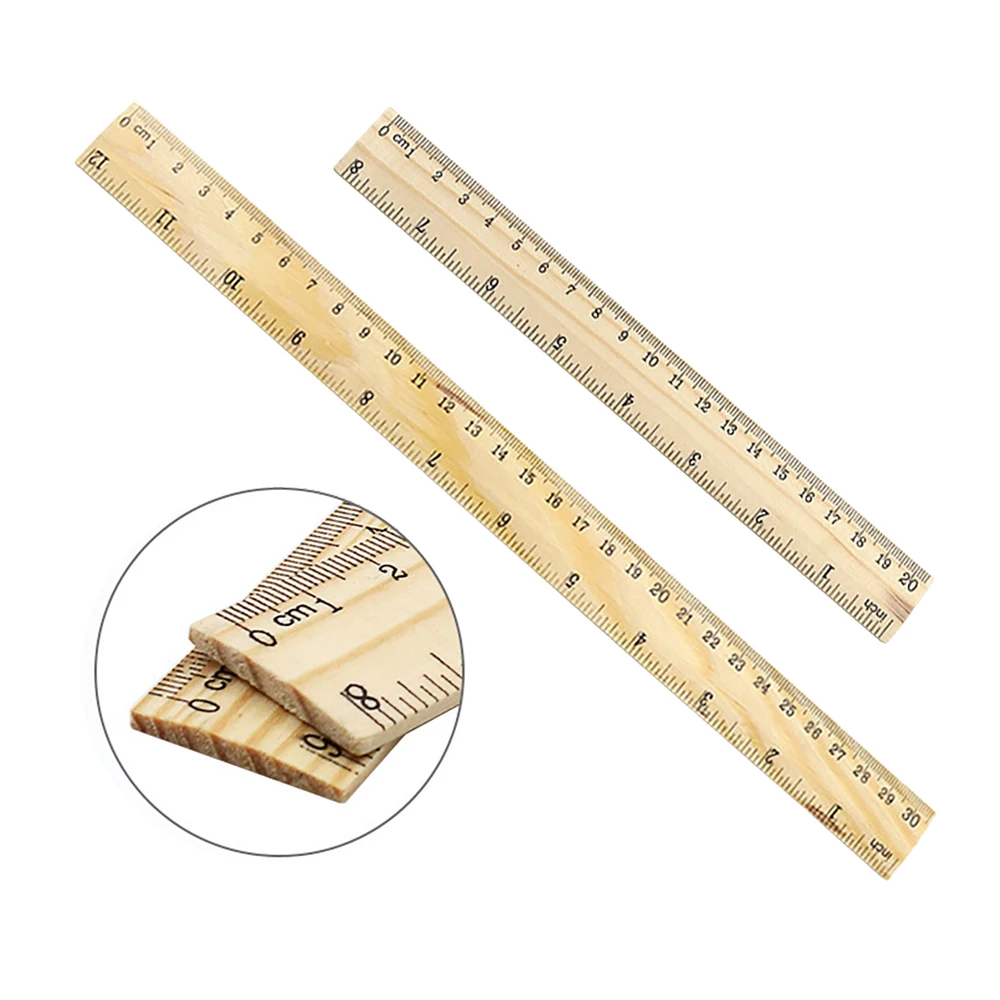 20/30cm Wooden Straight Rulers Drawing Tool Desk Accessories Student ...