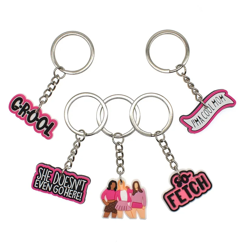 Single-Sale-Cartoon-PVC-Keychain-Movie-Mean-Girls-Slogans-Key-Ring ...