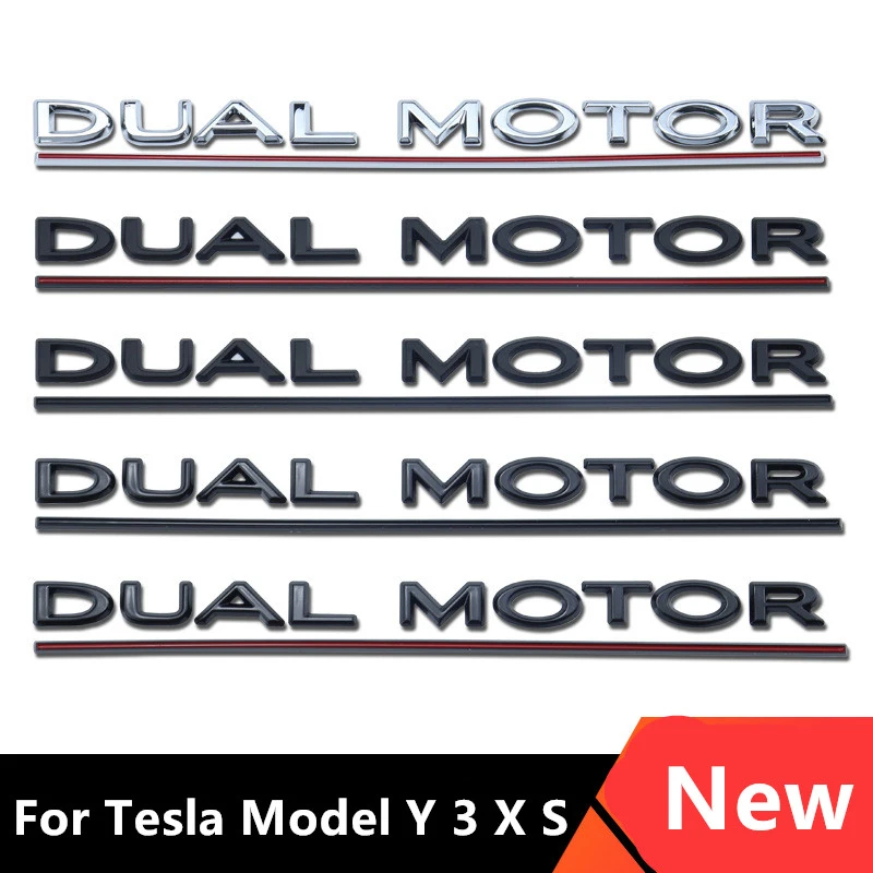 Dual Motor Underlined Letters Emblem For Tesla Model Y 3 X S Car ...