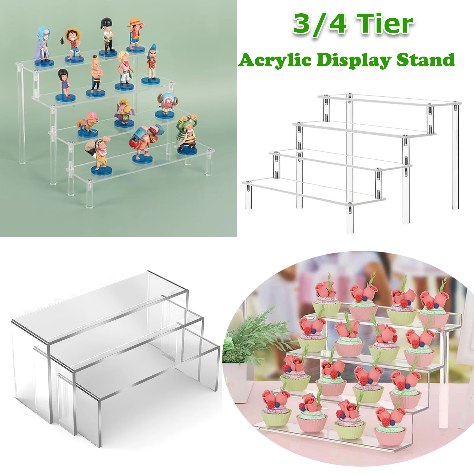 3-4-Tier-Acrylic-Display-Stand-Transparent-Doll-Display-Rack-Model ...