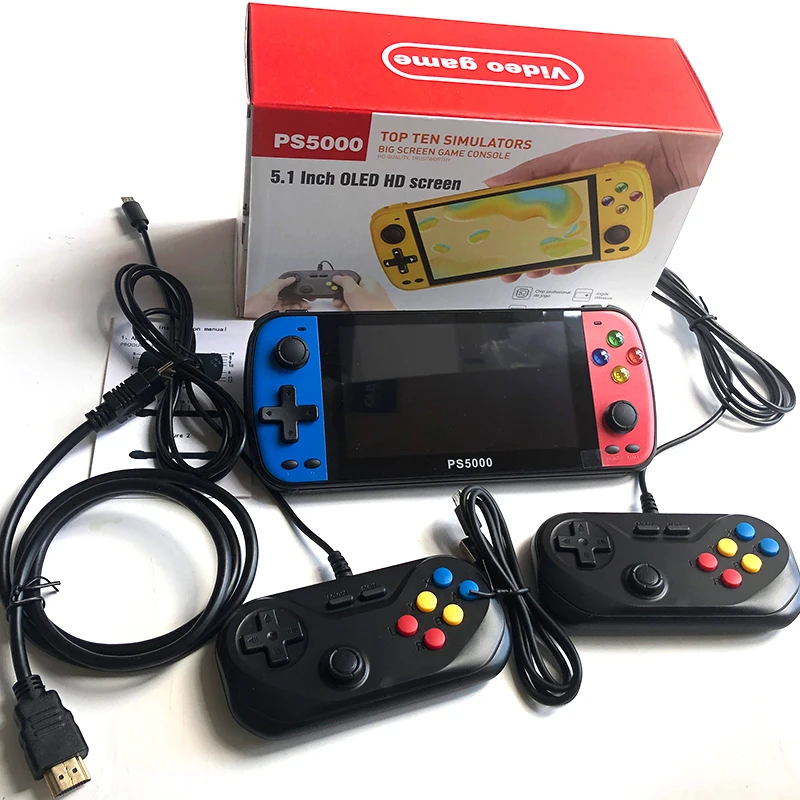 64GB - seule console - Console de Jeux Vidéo Rétro HD PS5000 de 5.1 Pouces, Double Lecteur ...