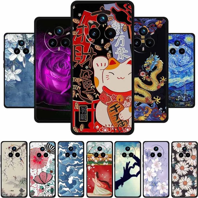 3D Emboss Phone Case For Realme 14 Pro Plus Coque Funda Black Silicone ...
