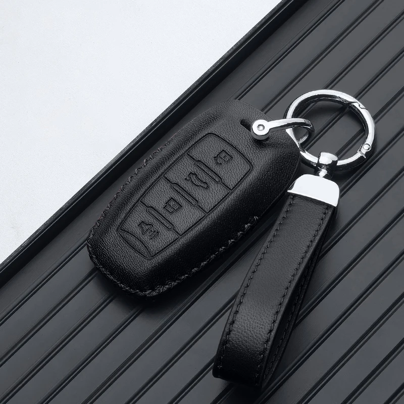Leather-Car-Key-Case-Remote-Cover-Shell-Holder-Bag-Fob-Keychain-para ...