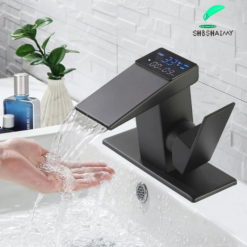 Grifo-de-lavabo-con-pantalla-Digital-grifer-a-de-agua-fr-a-y-caliente ...