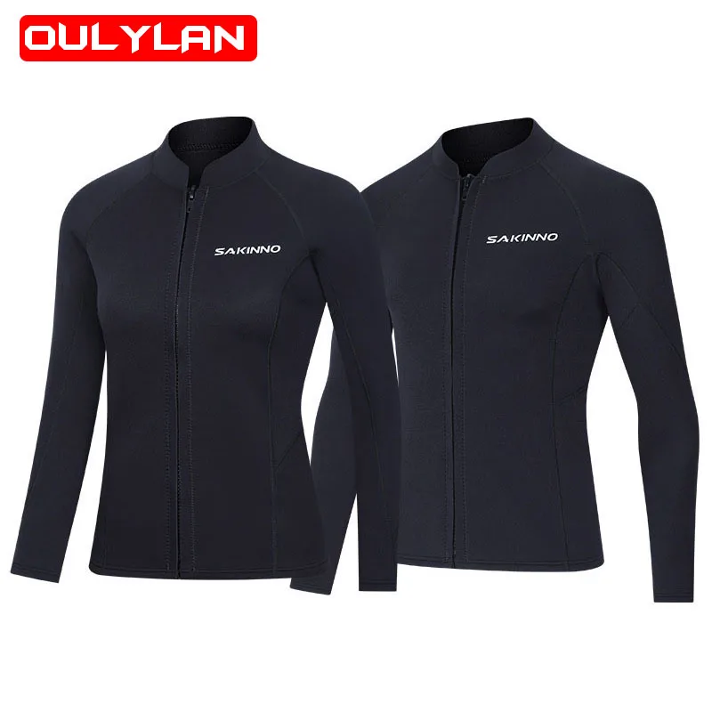 Oulylan Neoprene 3mm Diving Top Warm Long Sleeve Split Wetsuit Jacket ...
