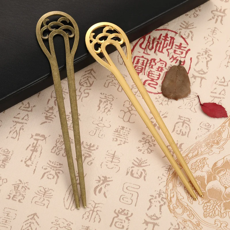 Retro High Quality Alloy U Shaped Hairpin Double Sided Wave Hairpin DIY ...